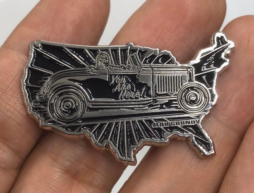 YOU ARE HERE limited edition enamel pin and sticker set – Max Grundy Design